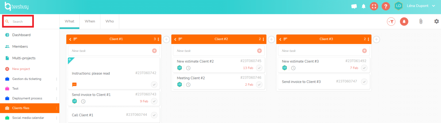 Come usare il Beesbusy search tool – Find anything in your projects ...