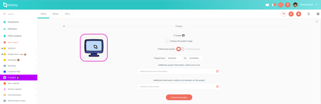 Customize the project icon -Beesbusy